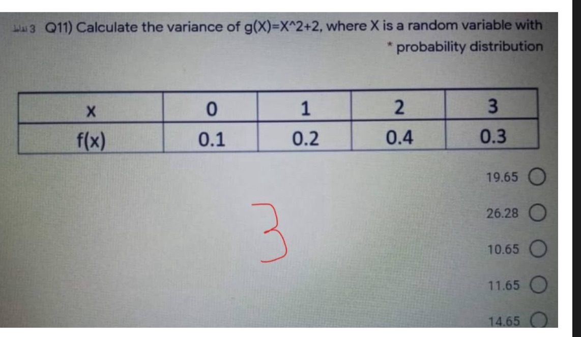 Q11) Calculate the variance of $g(X) = X^2 + | StudyX