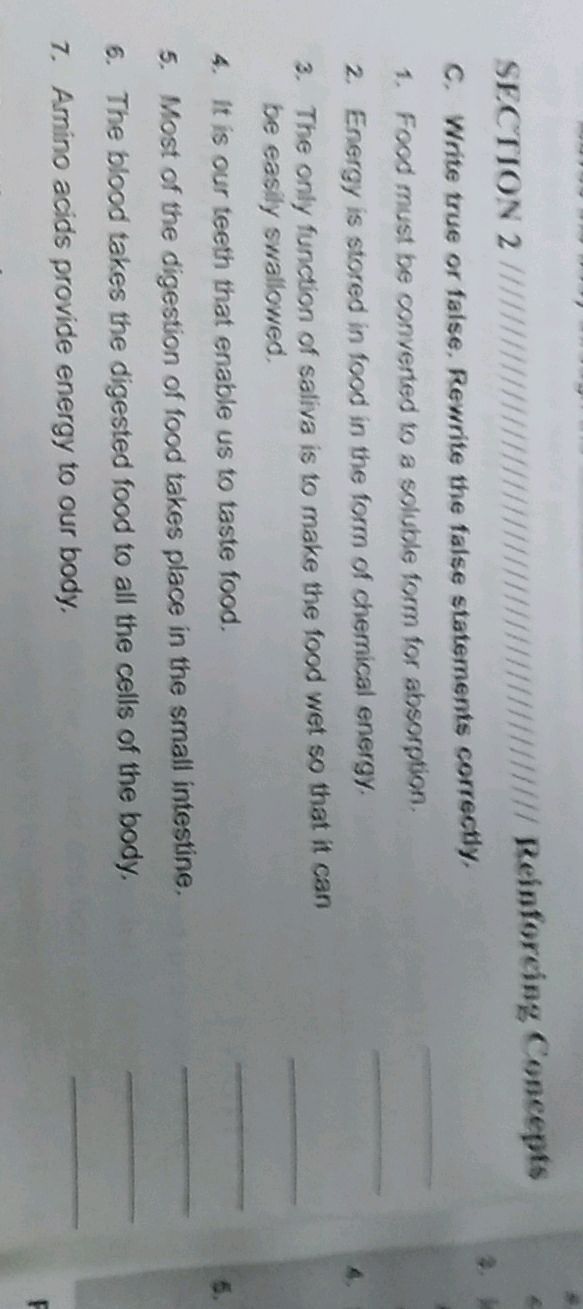 C. Write true or false. Rewrite the false | StudyX