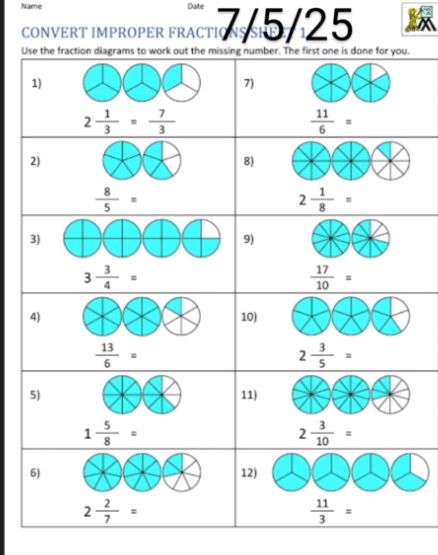 Convert improper fractions. Use the | StudyX
