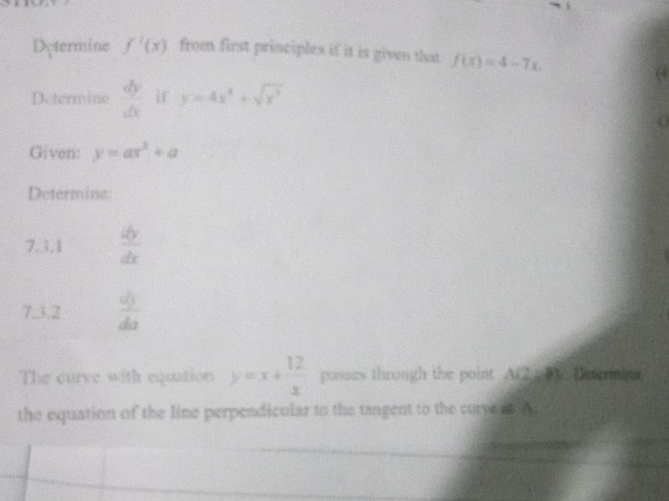Determine $f'(x)$ from first principles if | StudyX