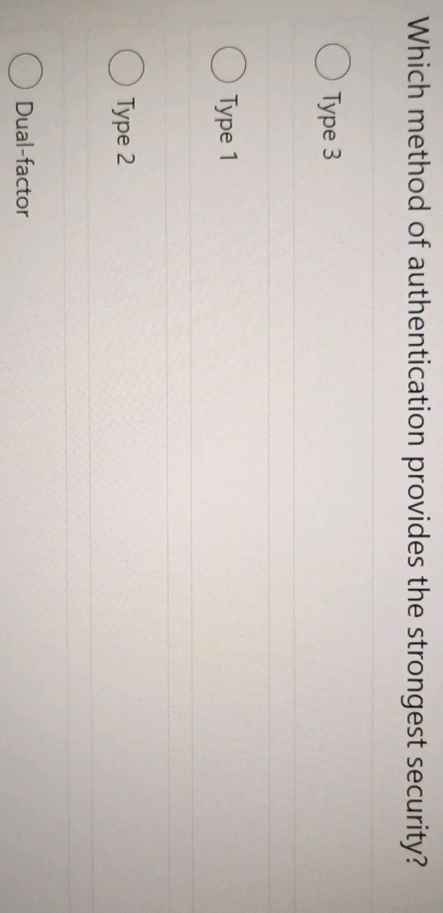 Which method of authentication provides the | StudyX