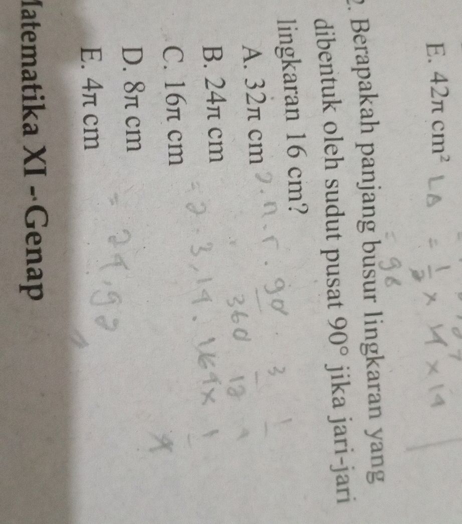 2. Berapakah panjang busur lingkaran yang | StudyX