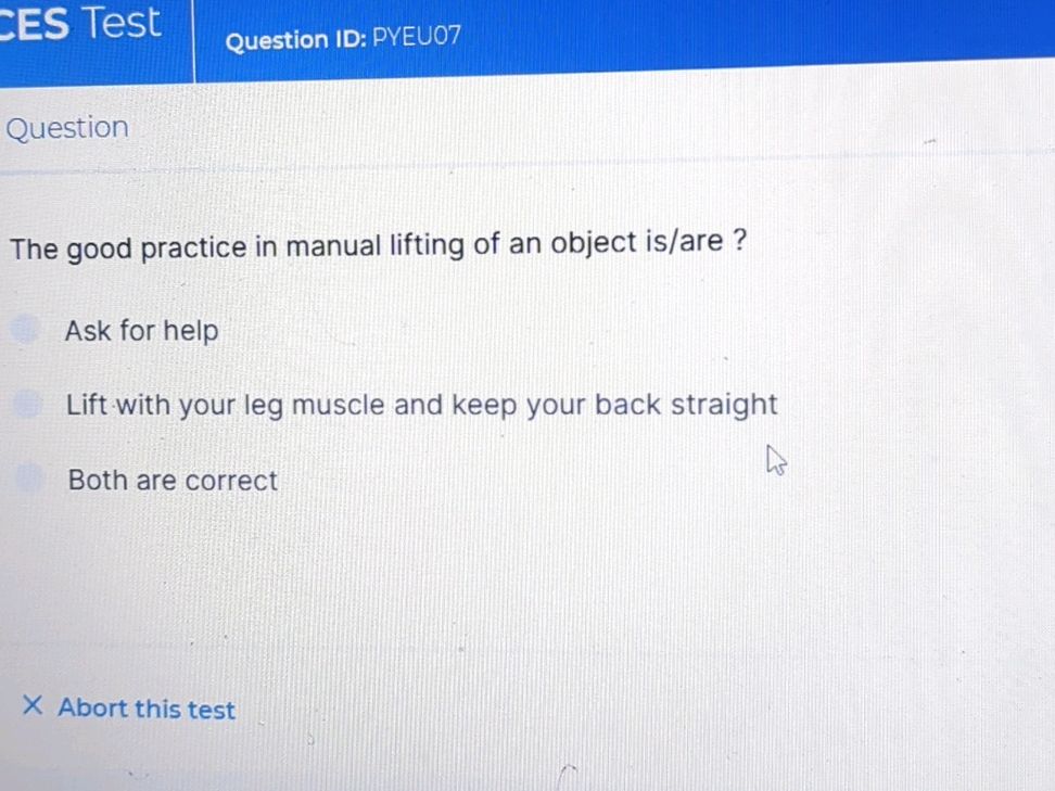 The good practice in manual lifting of an | StudyX