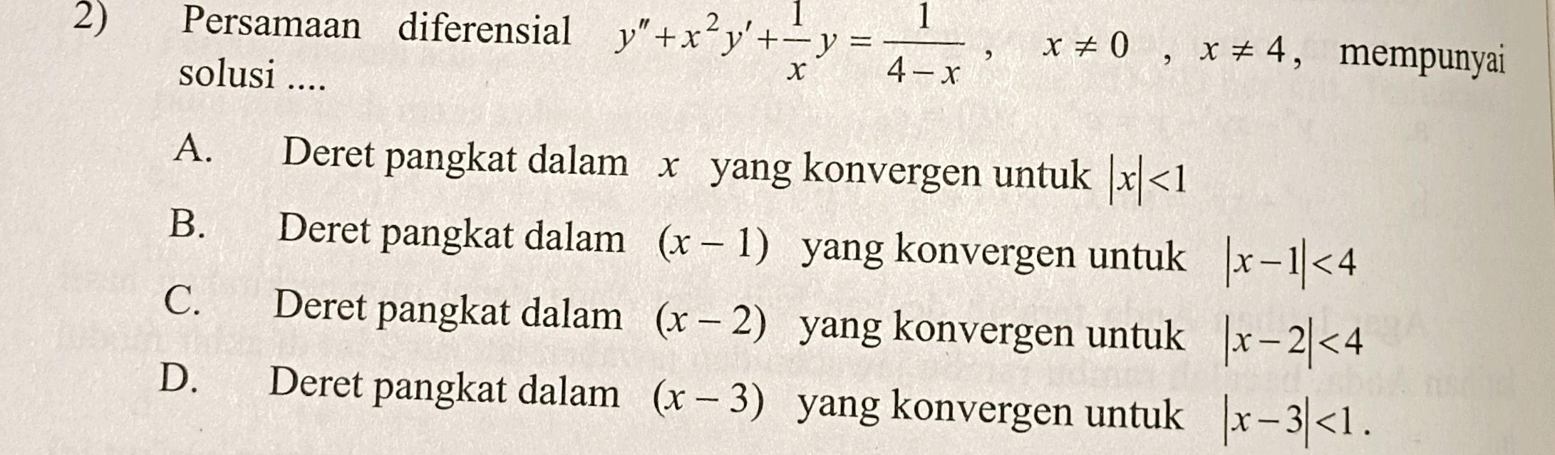 2) Persamaan diferensial $y'' + x^2y' + | StudyX