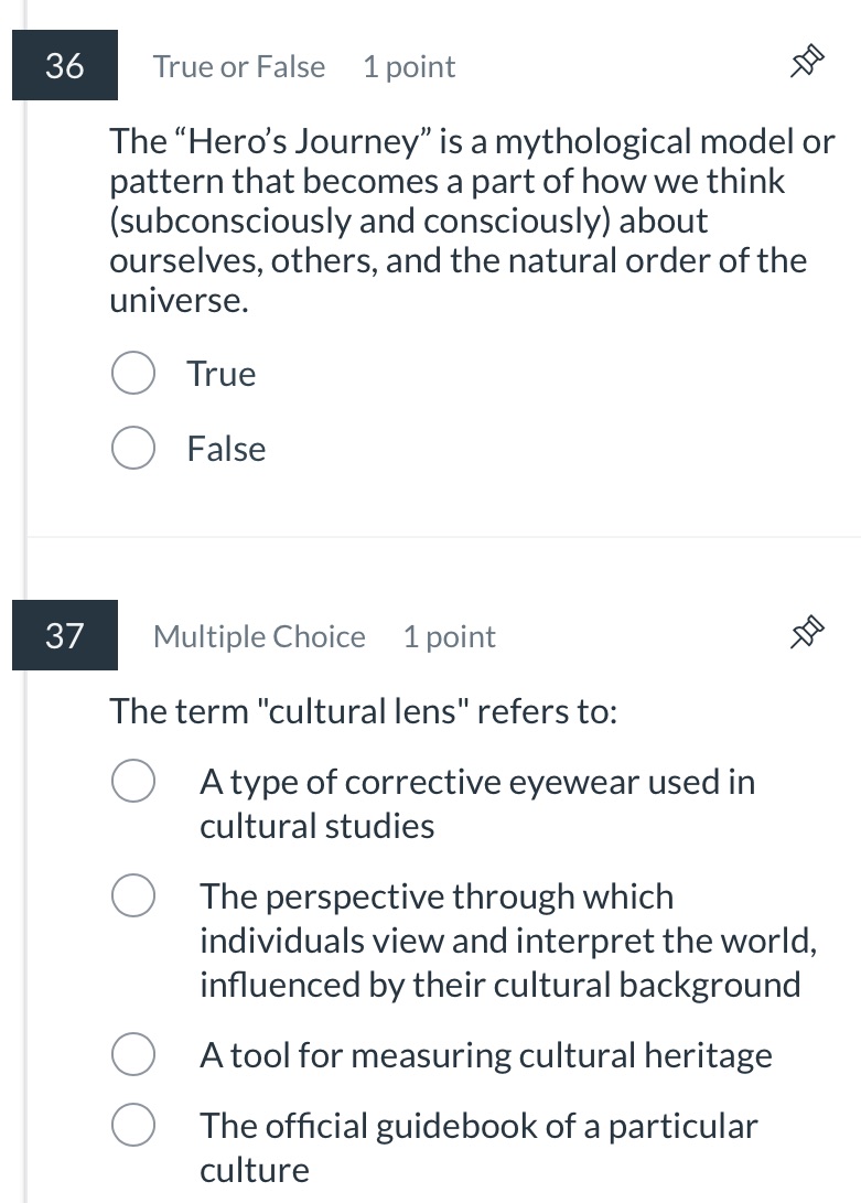 36 True or False 1 point The "Hero's | StudyX