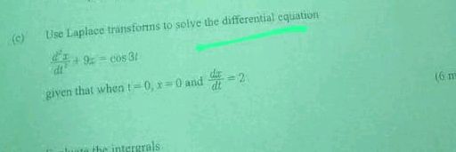 Use Laplace transforms to solve the | StudyX
