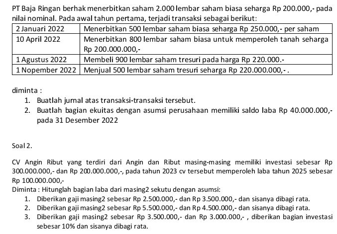 PT Baja Ringan berhak menerbitkan saham | StudyX