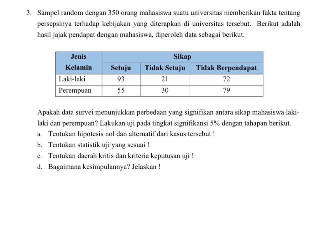 3. Sampel random dengan 350 orang mahasiswa | StudyX