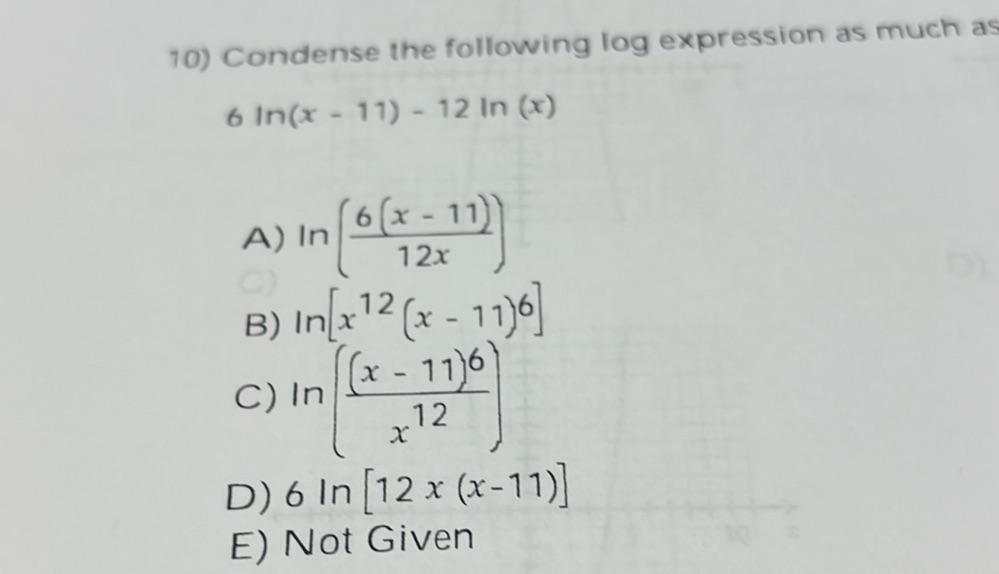 10) Condense the following log expression as | StudyX