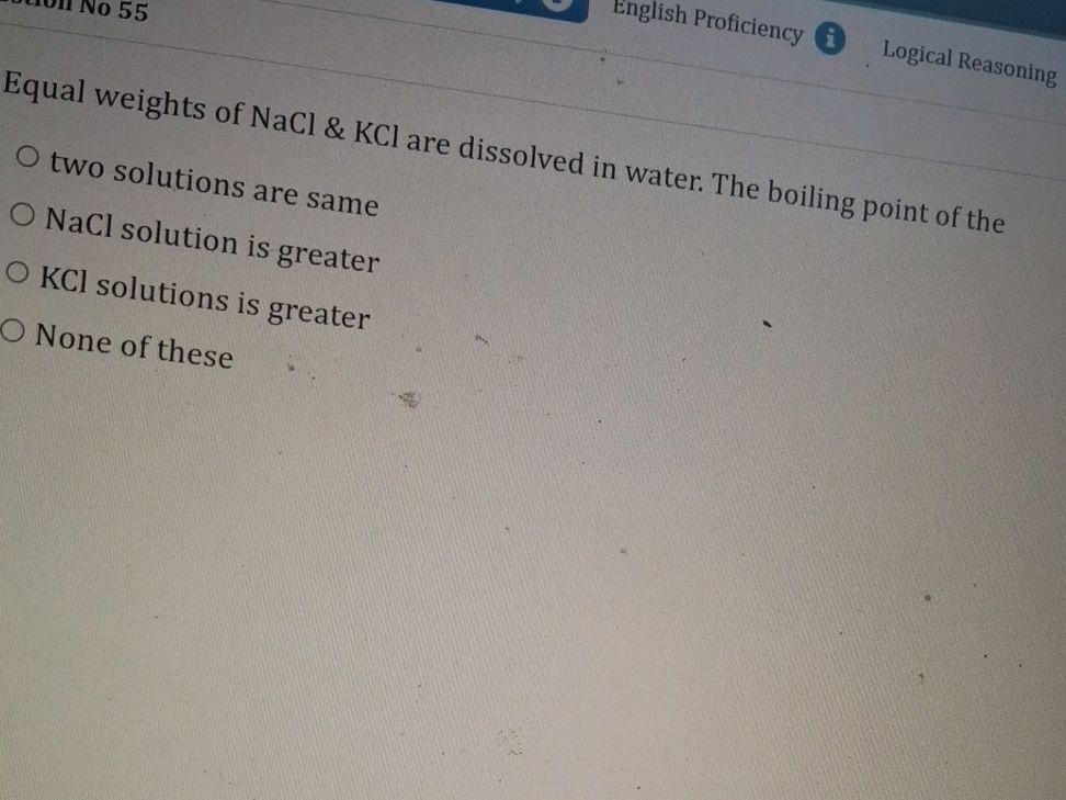 Equal weights of NaCl KCl are dissolved in | StudyX