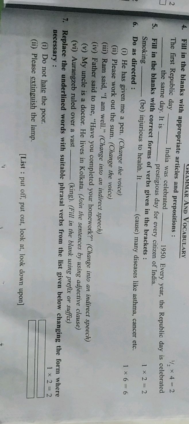 4. Fill in the blanks with appropriate | StudyX