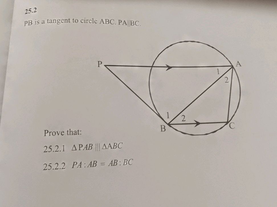 25.2 PB is a tangent to circle ABC. PA || | StudyX