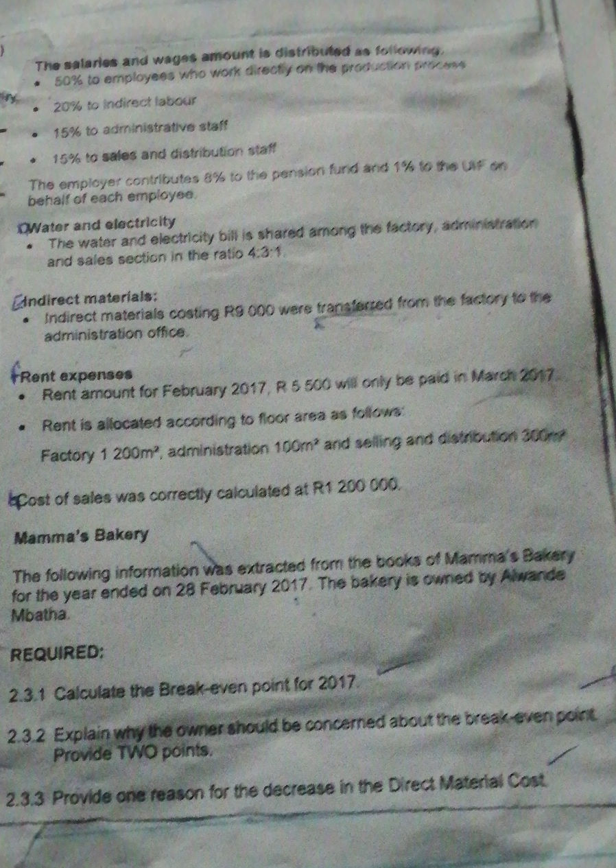 The salaries and wages amount is distributed | StudyX
