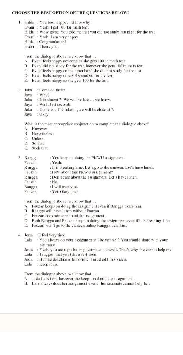CHOOSE THE BEST OPTION OF THE QUESTIONS | StudyX