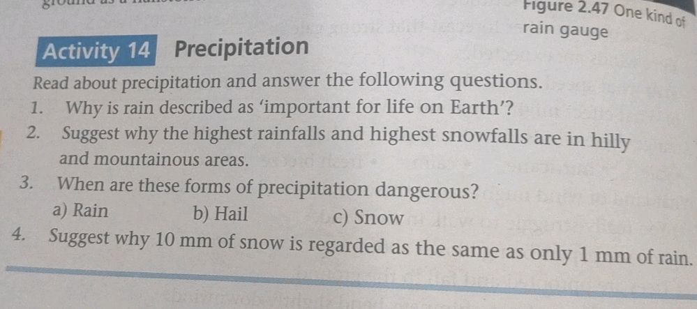 1. Why is rain described as 'important for | StudyX