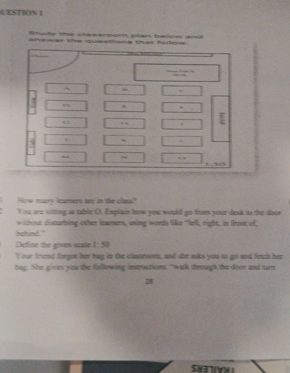 Study the classroom plan below and answer | StudyX