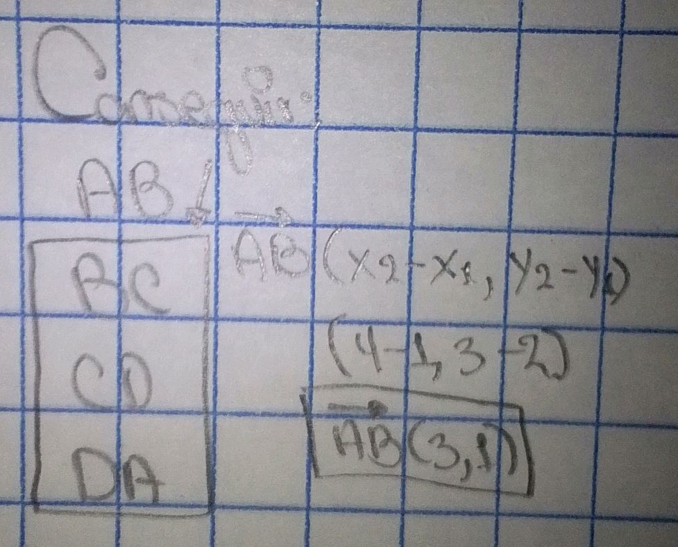 Carmeluis AB BC CD DA $ {AB}(x_2 - x_1, y_2 | StudyX
