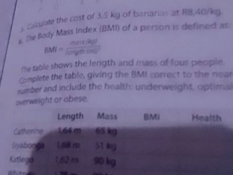 6. The Body Mass Index (BMI) of a person is | StudyX