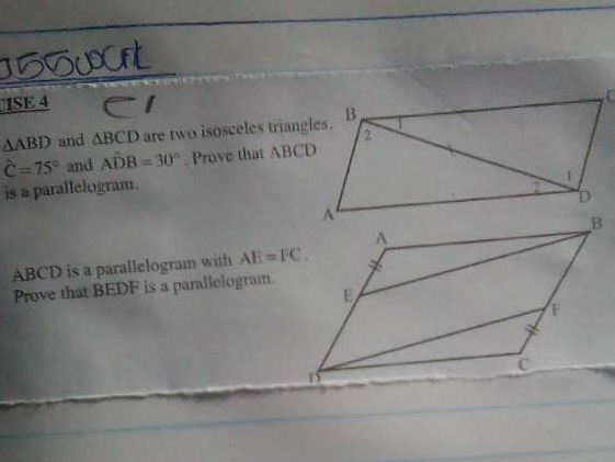 AABD and ABCD are two isosceles triangles. $ | StudyX