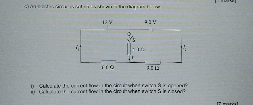 c) An electric circuit is set up as shown in | StudyX