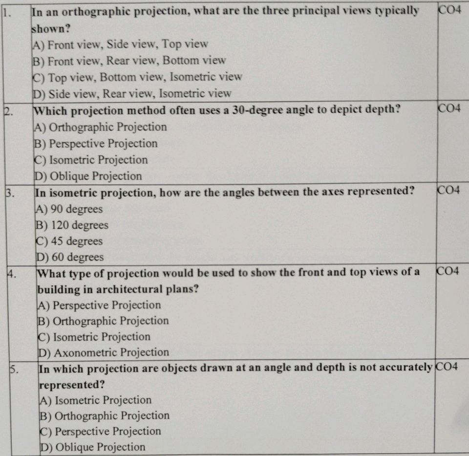 1. In an orthographic projection, what are | StudyX