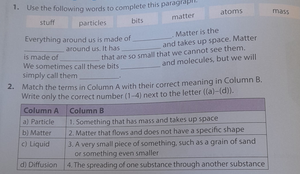 1. Use the following words to complete this | StudyX