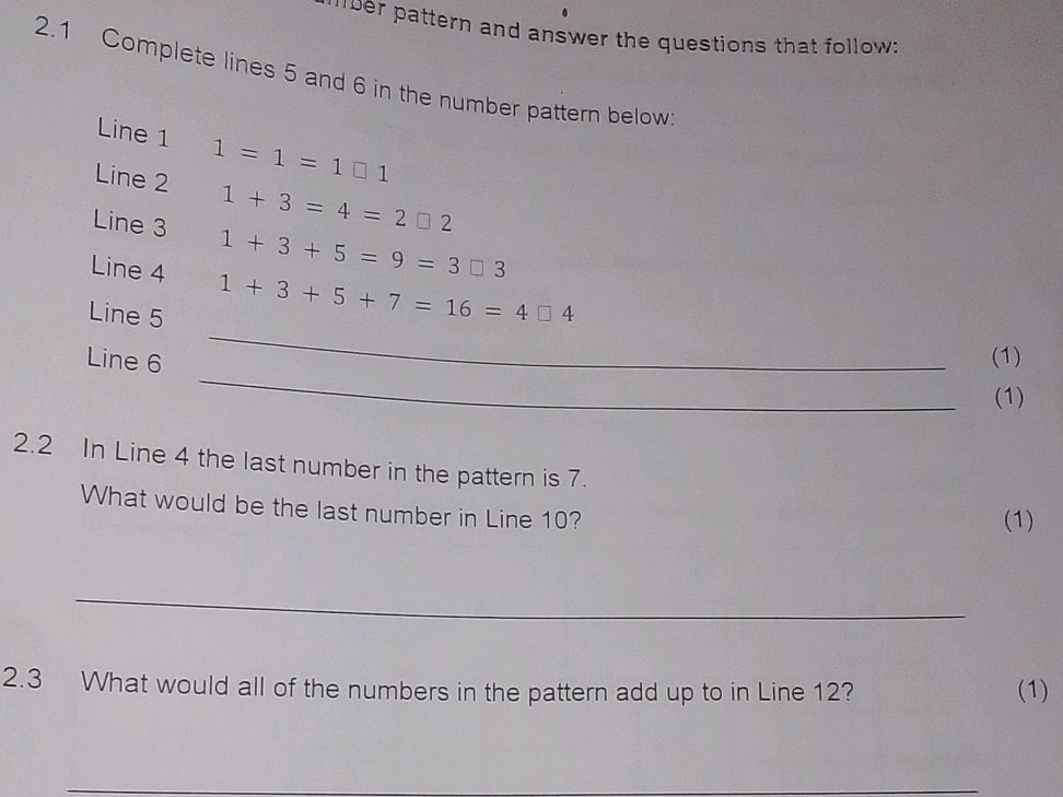 2.1 Complete lines 5 and 6 in the number | StudyX