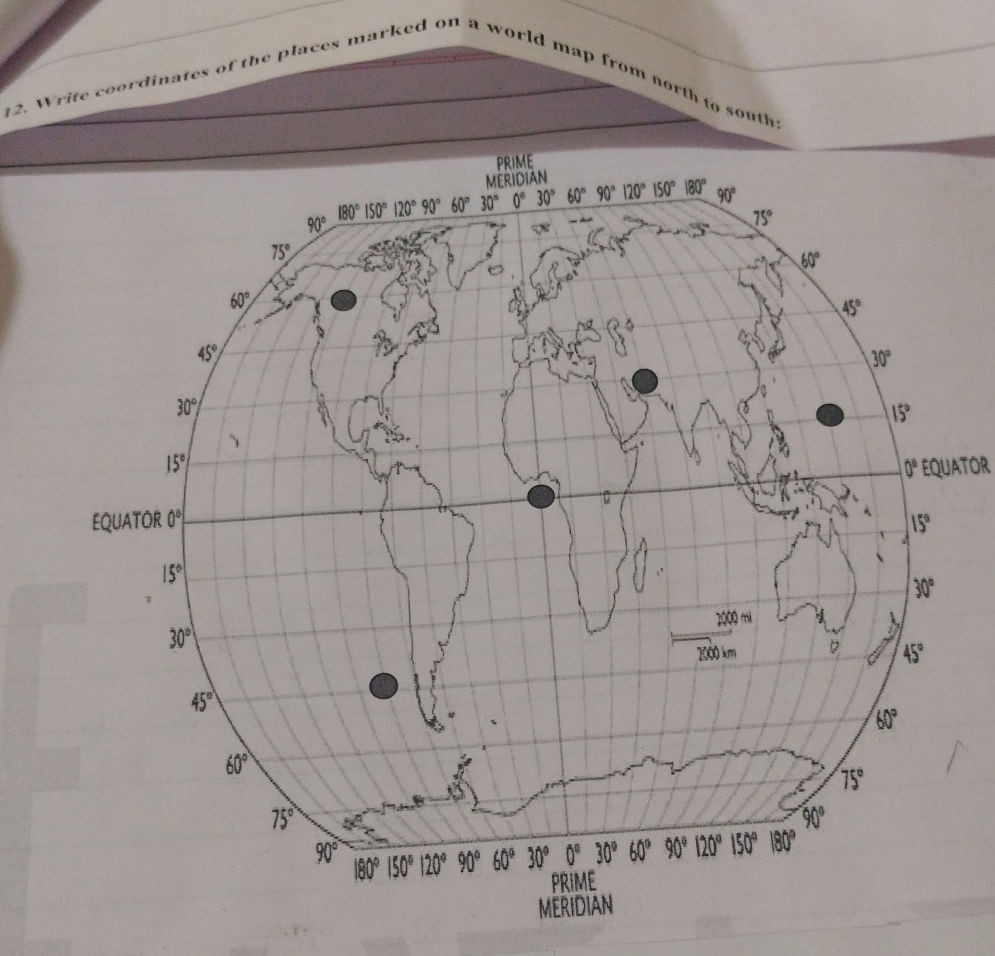 12. Write coordinates of the places marked | StudyX
