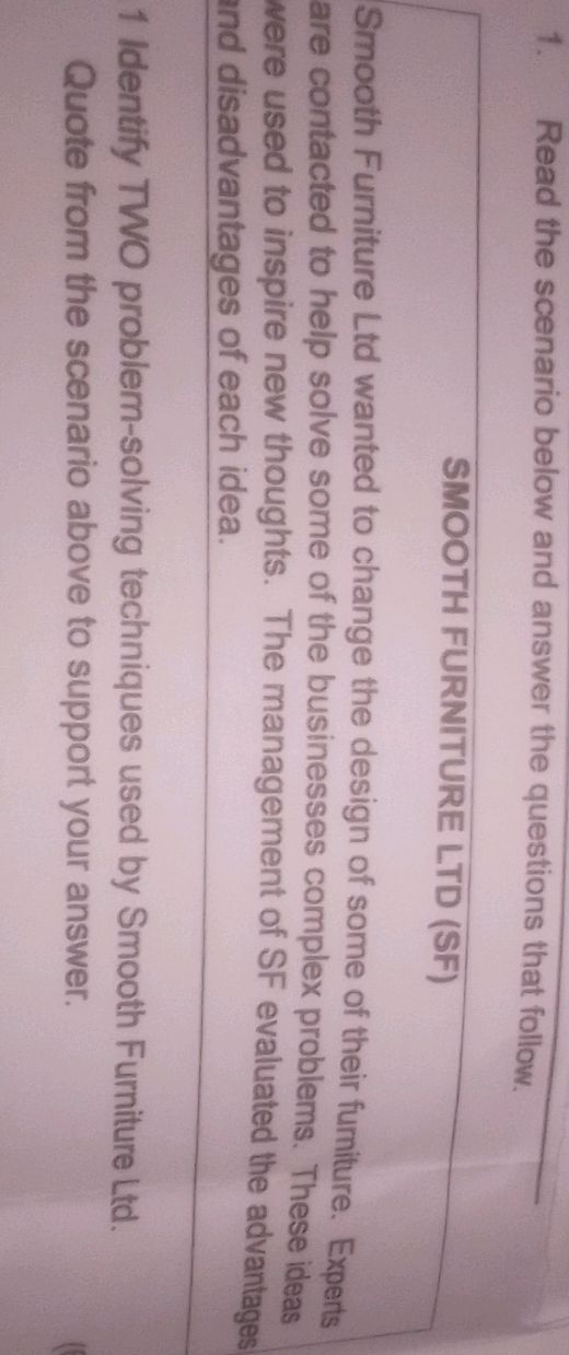 1. Read the scenario below and answer the | StudyX