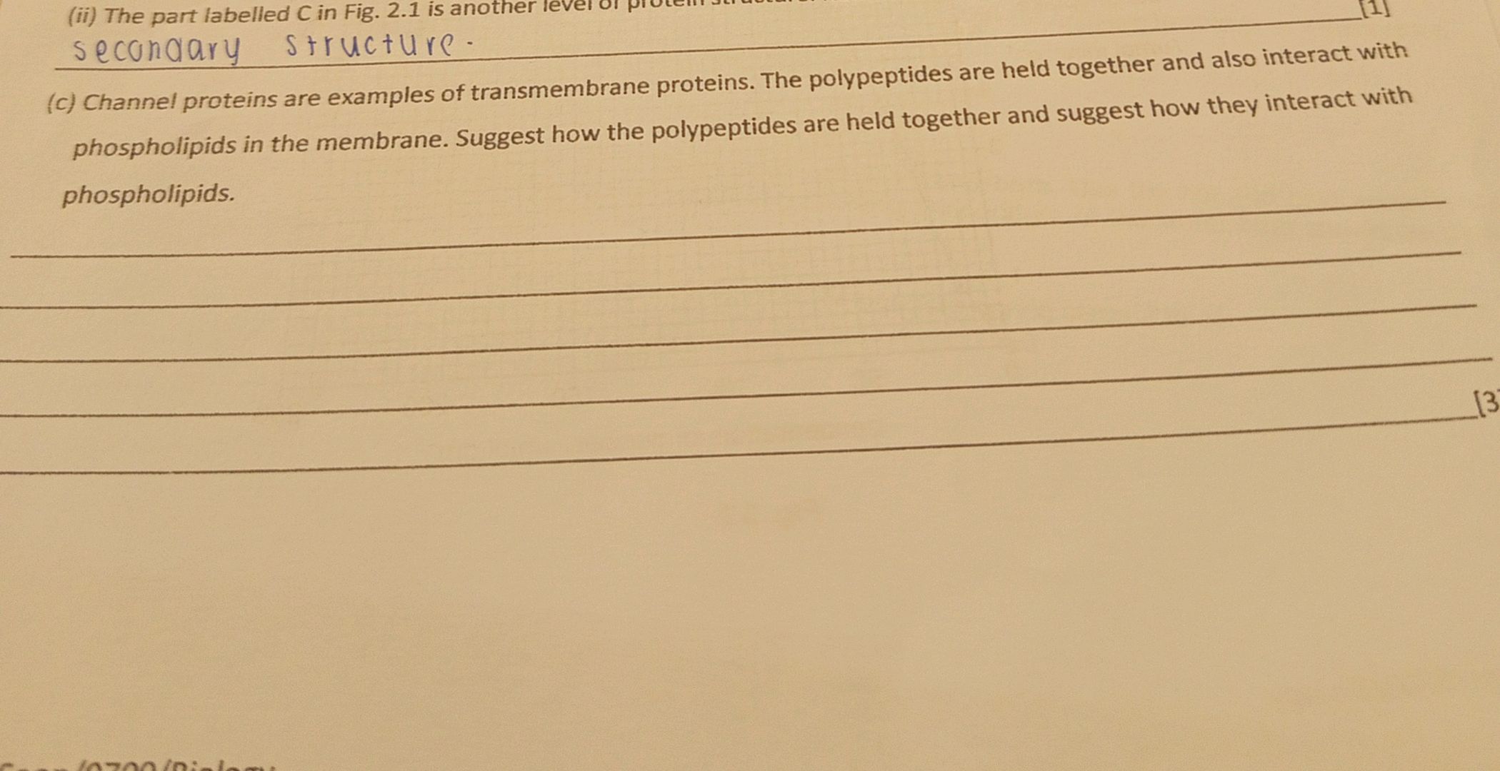 (ii) The part labelled C in Fig. 2.1 is | StudyX