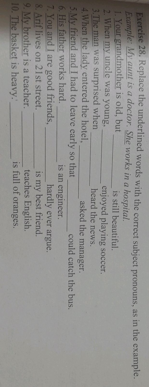 Exercise 28. Replace the underlined words | StudyX