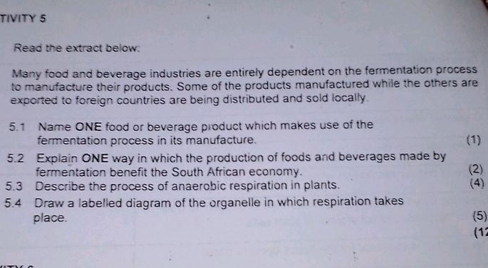 Read the extract below: Many food and | StudyX