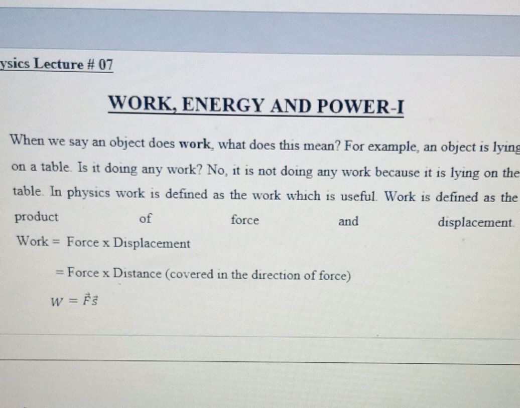 When we say an object does work, what does | StudyX