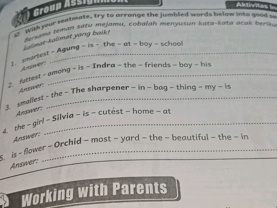 With your seatmate, try to arrange the | StudyX