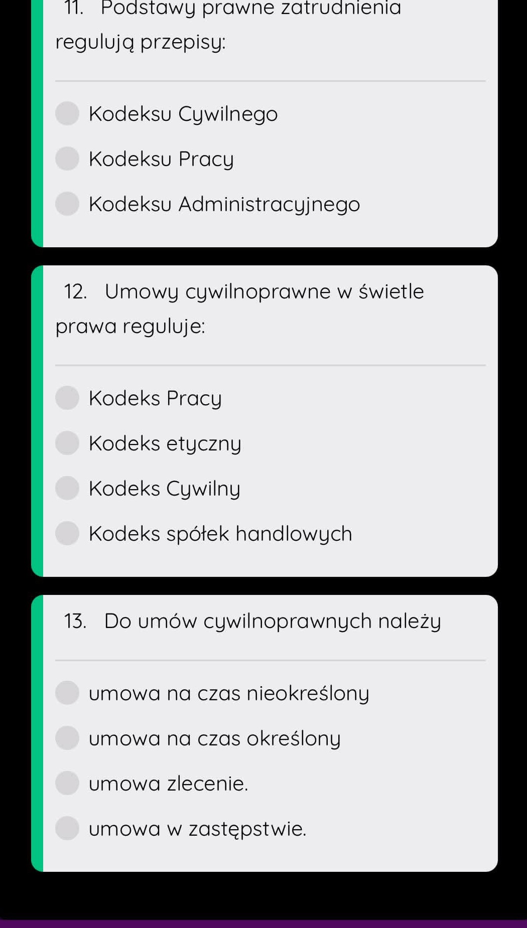11. Podstawy prawne zatrudnienia regulują | StudyX