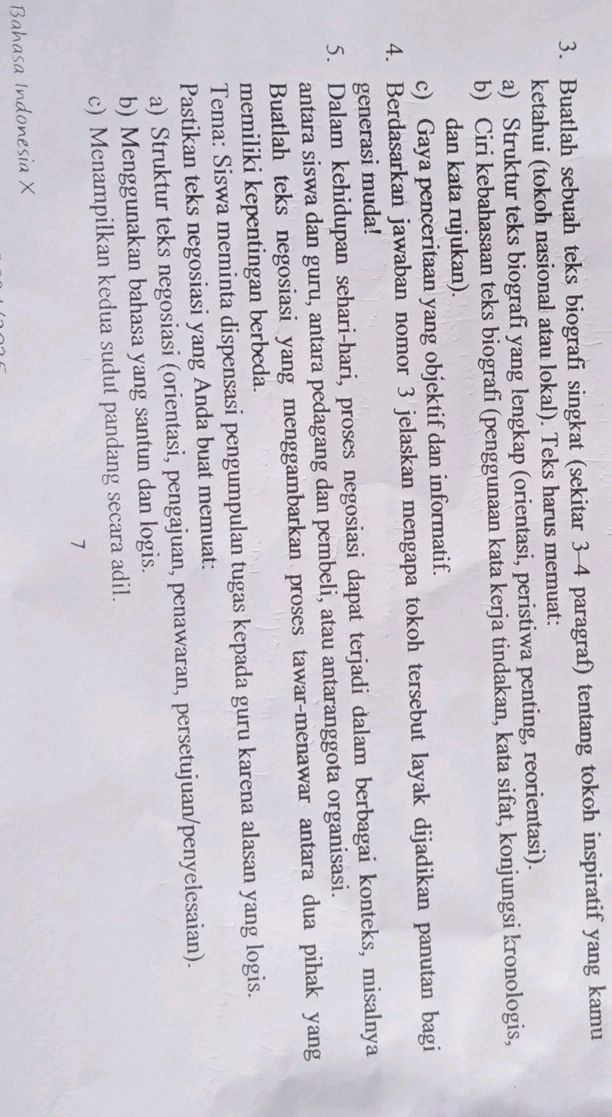 3. Buatlah sebuah teks biografi singkat | StudyX