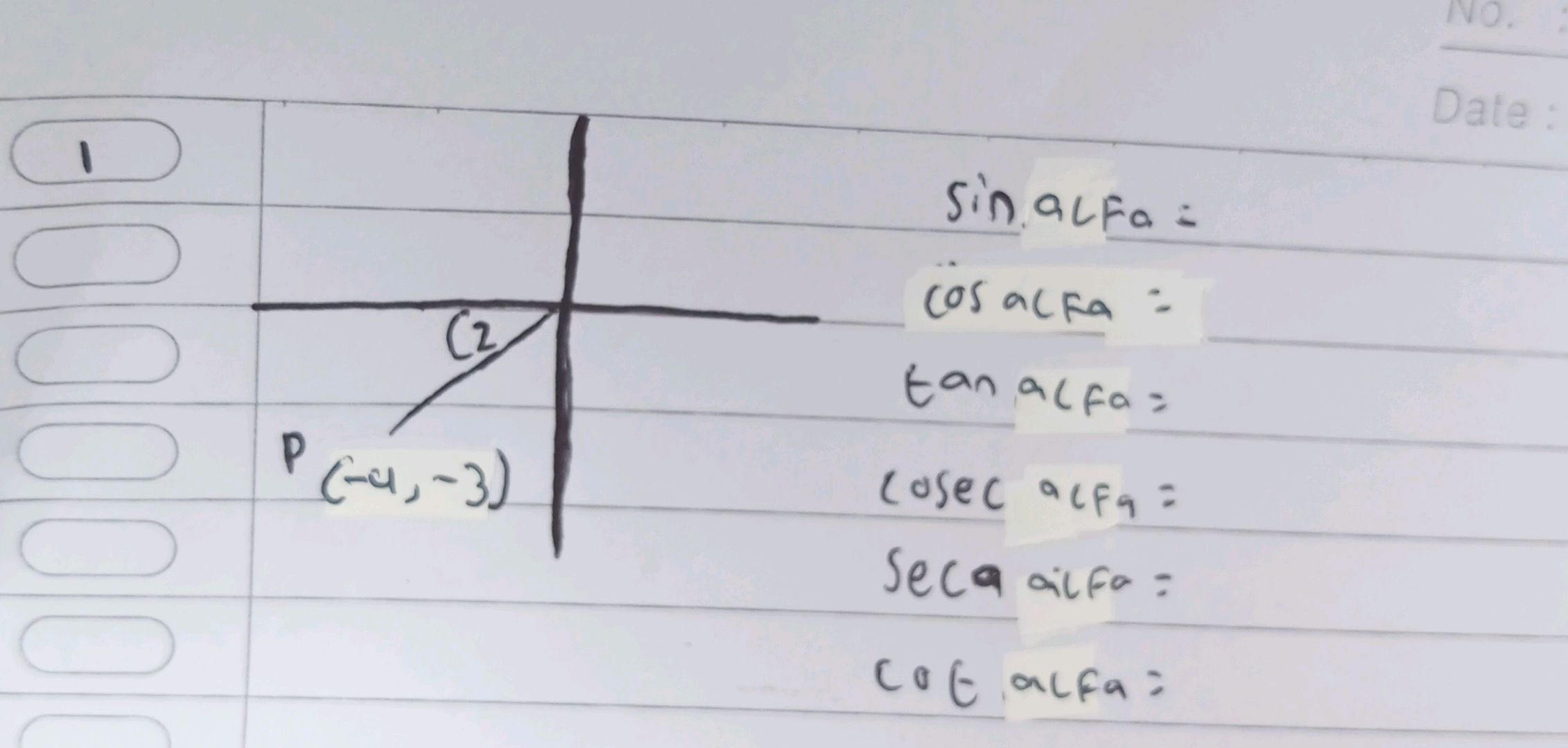 Given point P(-4, -3) and a diagram showing | StudyX