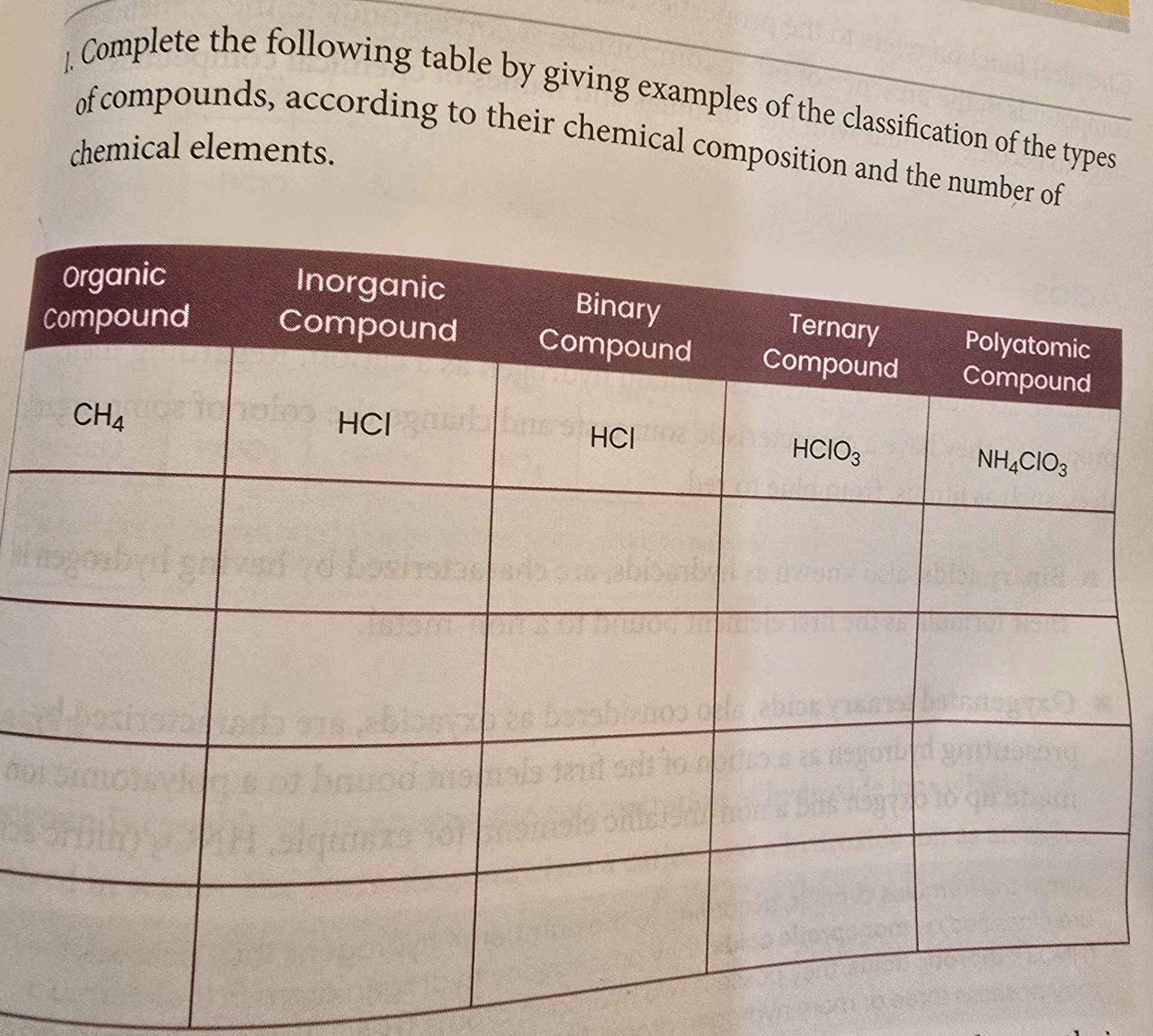 1. Complete the following table by giving | StudyX
