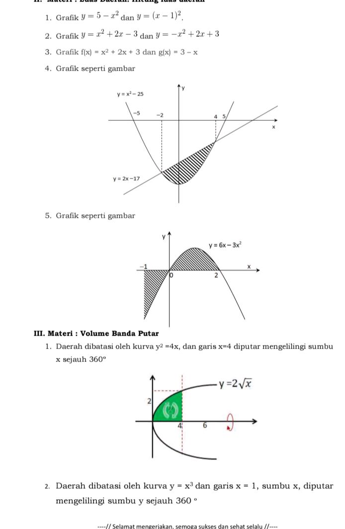 1. Grafik $y = 5 - x^2$ dan $y = (x - 1)^2$. | StudyX