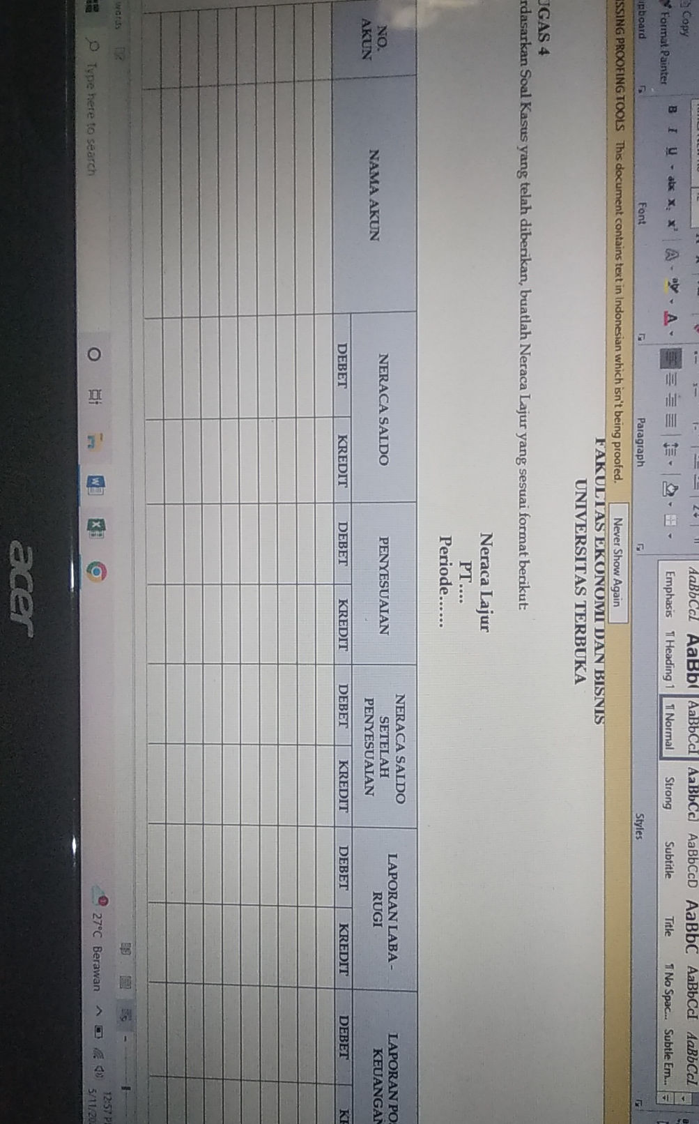 Buatlah Neraca Lajur yang sesuai format | StudyX
