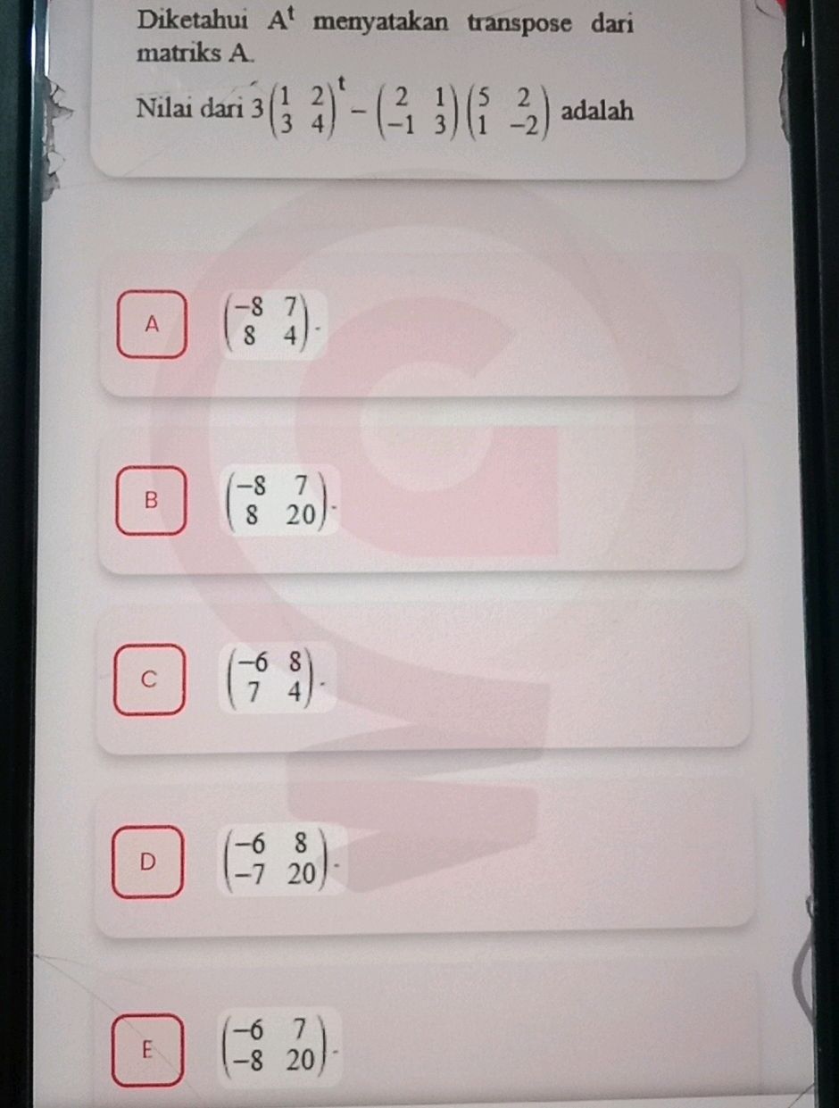 Diketahui $A^t$ menyatakan transpose dari | StudyX