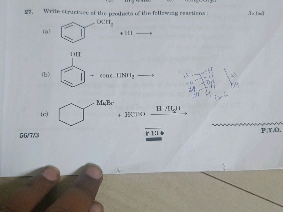 27. Write structure of the products of the | StudyX