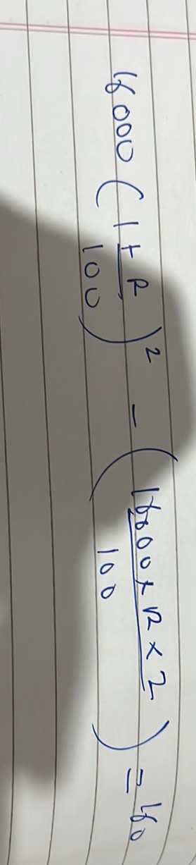 16000 (1 + {R}{100})^2 - ( {15000 R | StudyX