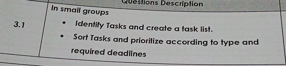 3.1 * Identify Tasks and create a task | StudyX