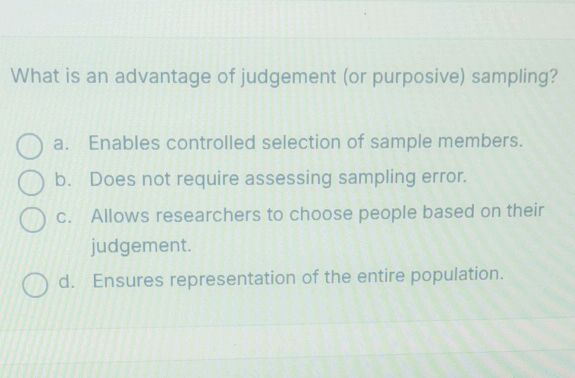 What is an advantage of judgement (or | StudyX