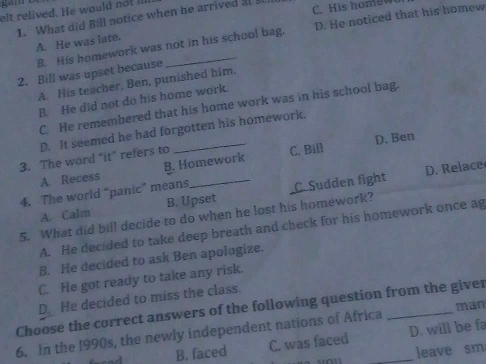 1. What did Bill notice when he arrived at | StudyX