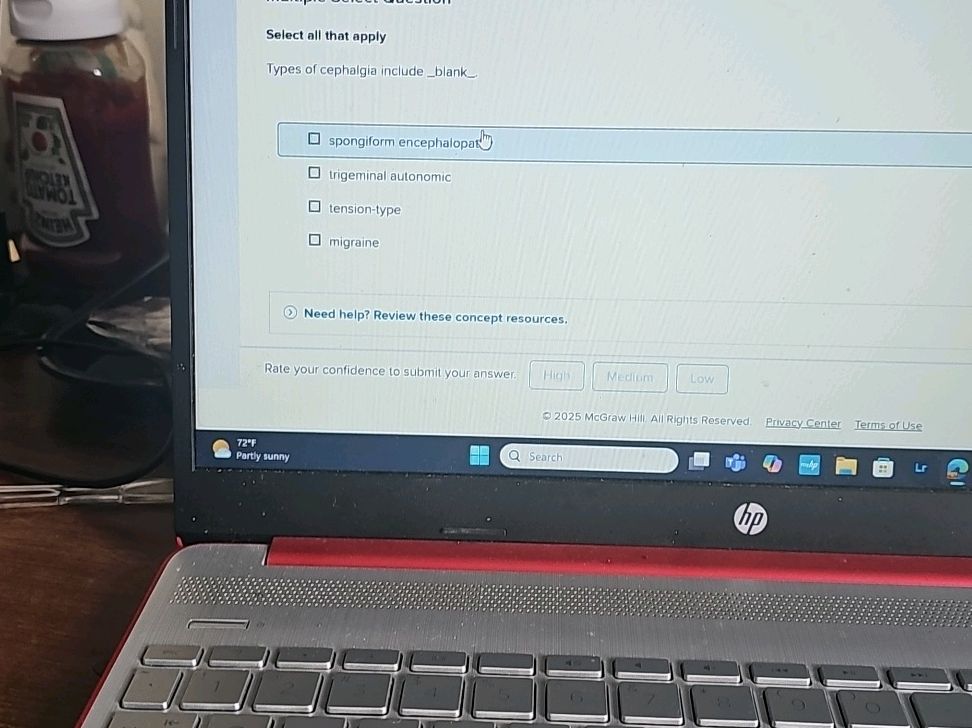 Select all that apply Types of cephalgia | StudyX