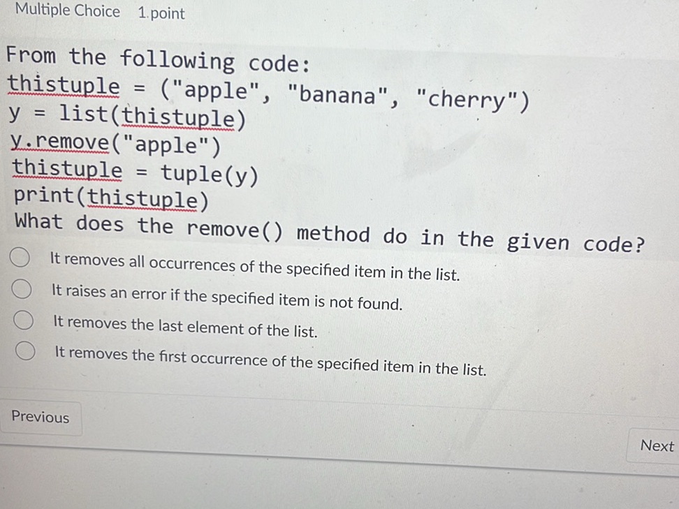 From the following code: thistuple = | StudyX