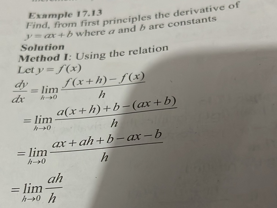 Example 17.13 Find, from first principles | StudyX