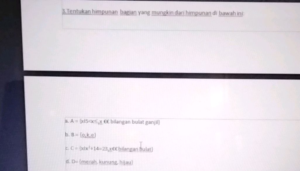3. Tentukan himpunan bagian yang mungkin | StudyX